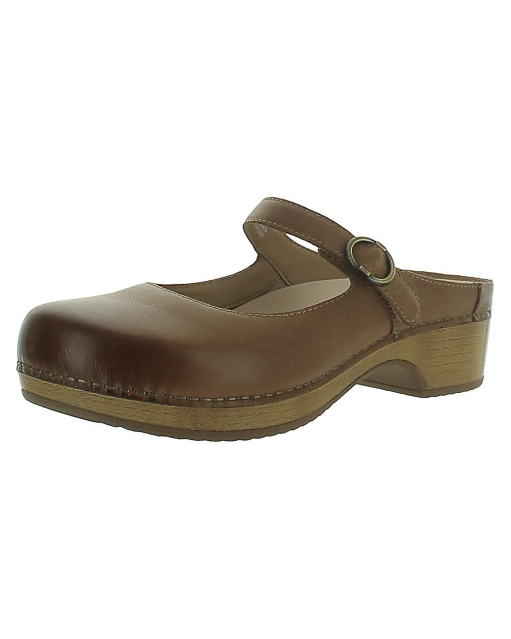 Dansko Leather Slip-On Clogs in Brown | Lyst
