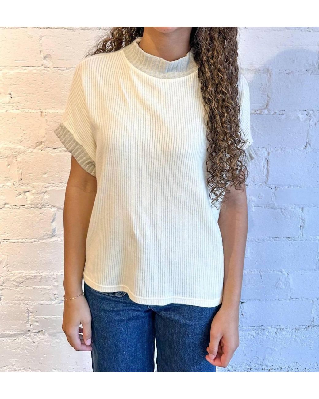 Project Social T Everly Mixed Rib Tee in White | Lyst