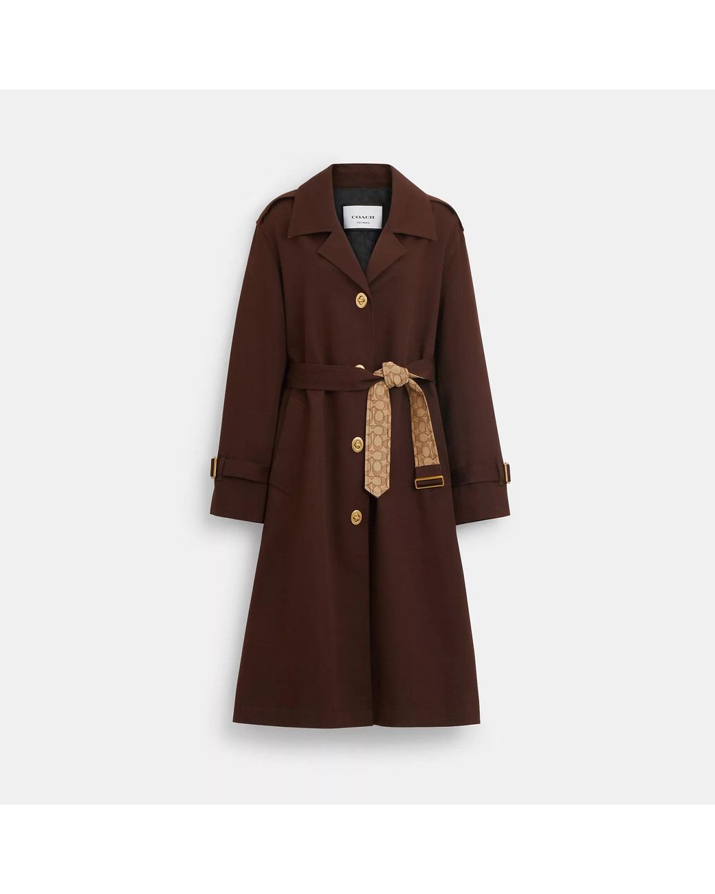 COACH Turnlock Trench With Signature Details in Brown | Lyst