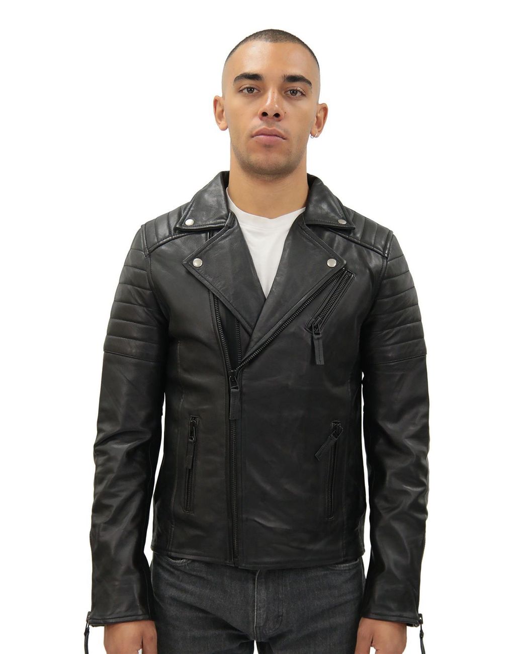 Infinity Leather Brando Double Cross Zip Biker Jacket-Casablanca in ...
