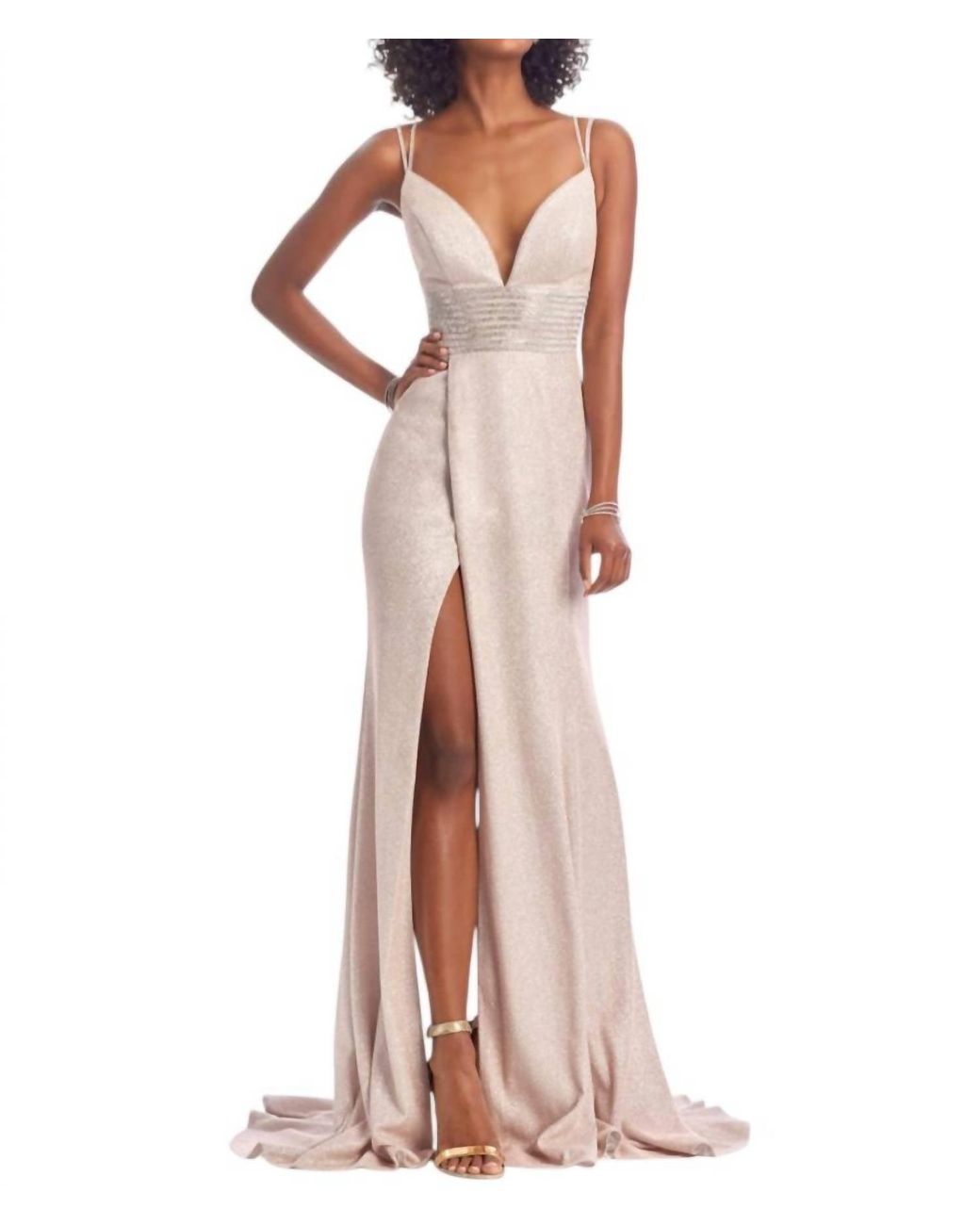 Clarisse Deep V-Neck Maxi Dress in Pink | Lyst