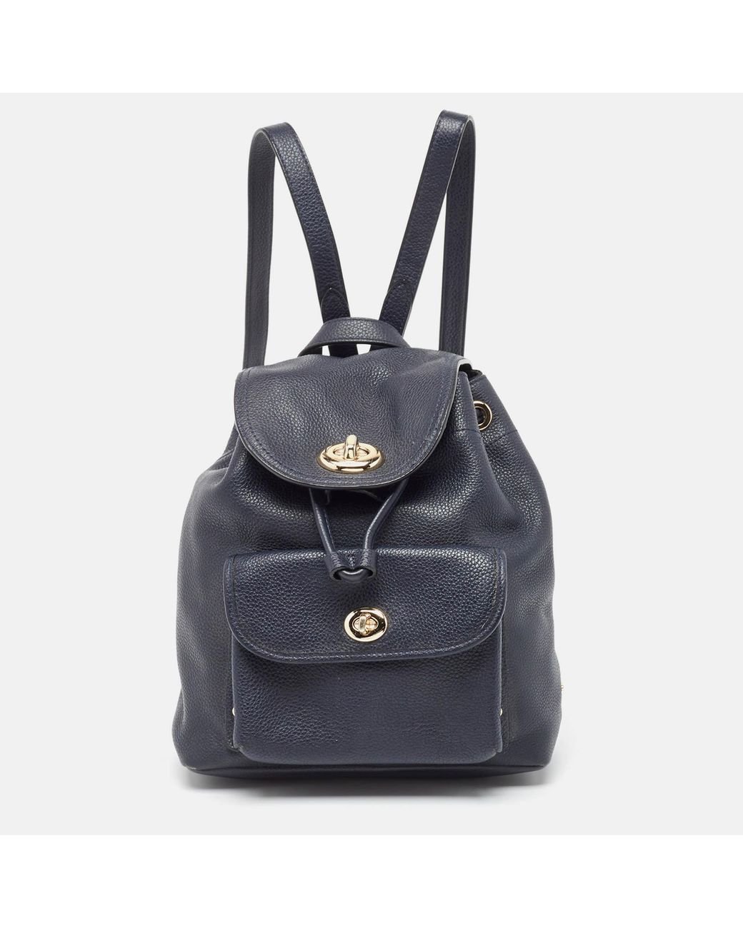 COACH Leather Mini Turnlock Rucksack Backpack in Blue | Lyst
