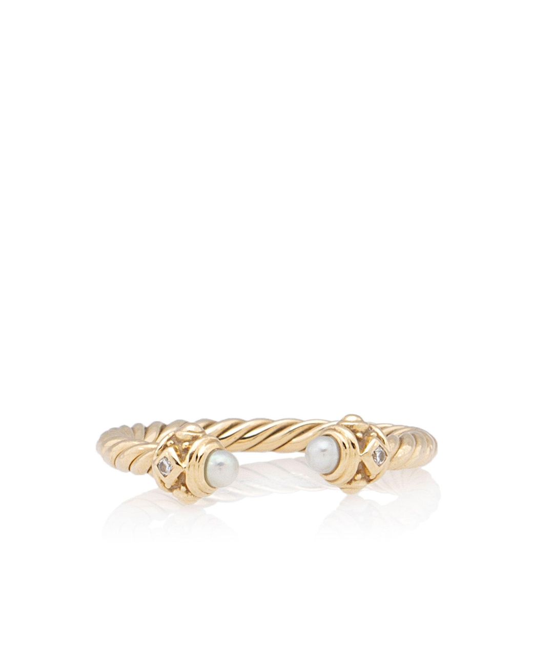 David Yurman 18K Diamond Pearl Renaissance Ring in Metallic | Lyst