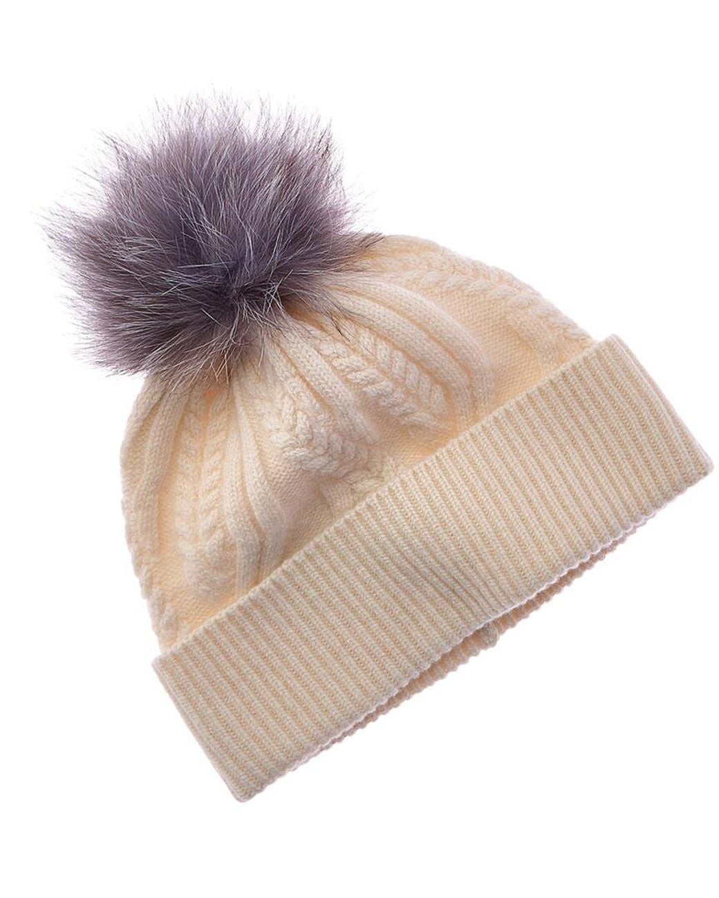 Amicale Cashmere Winding Cable Cuff Wool & Cashmere-Blend Hat in ...