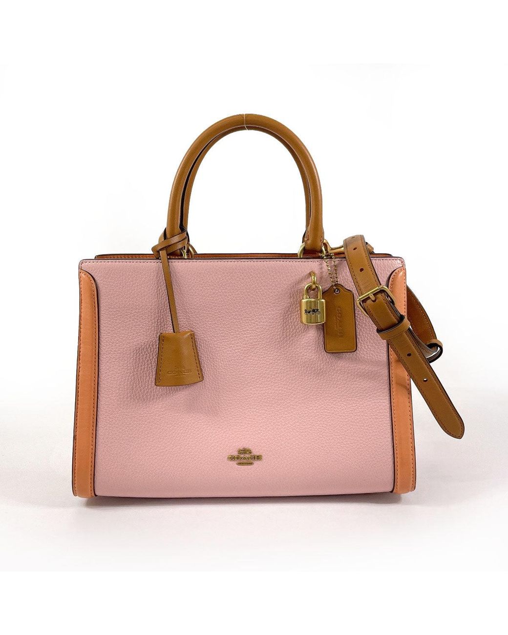 COACH Zoe Leather Carryall Handbag in Pink | Lyst