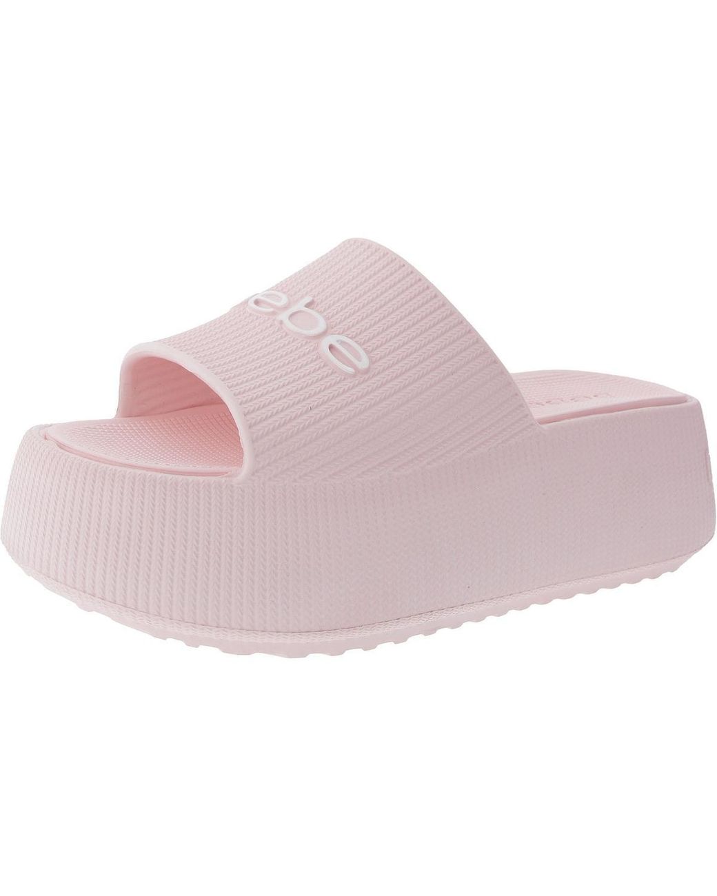 Bebe Plushy Logo Slip-On Platform Sandals in Pink | Lyst