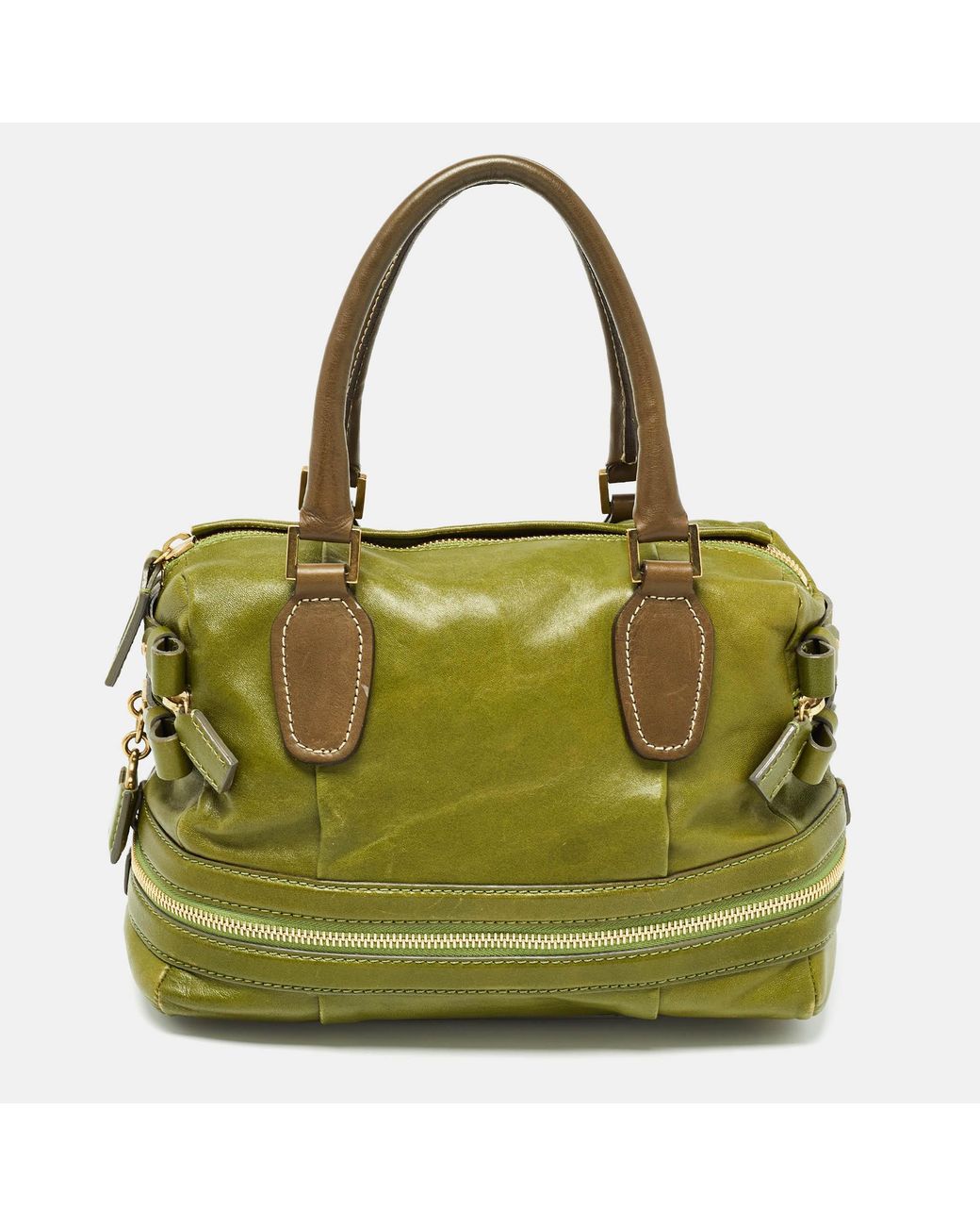 Chloé Leather Andy Expandable Satchel in Green | Lyst