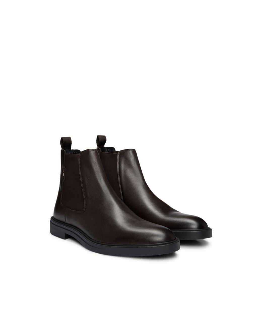 BOSS Leather Chelsea Boots With Signature-Stripe Detail in Black for ...