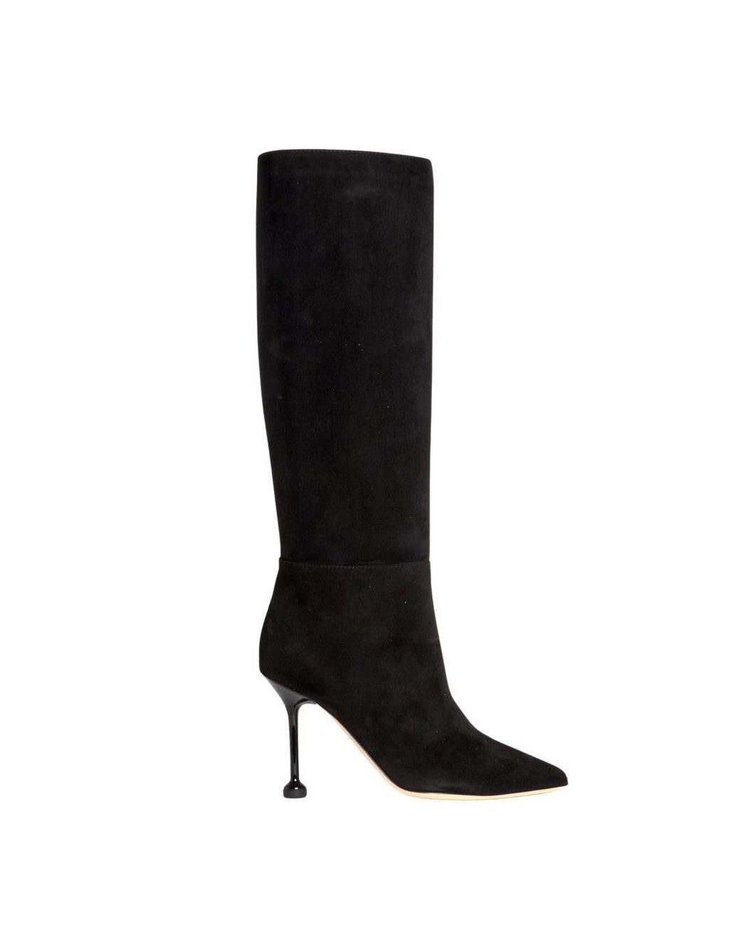 Ninalilou Suede Boots With Chic Button Detail in Black | Lyst