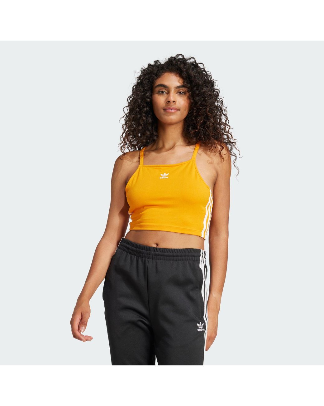 adidas Adicolor 3-Stripes Crop Top in Orange | Lyst