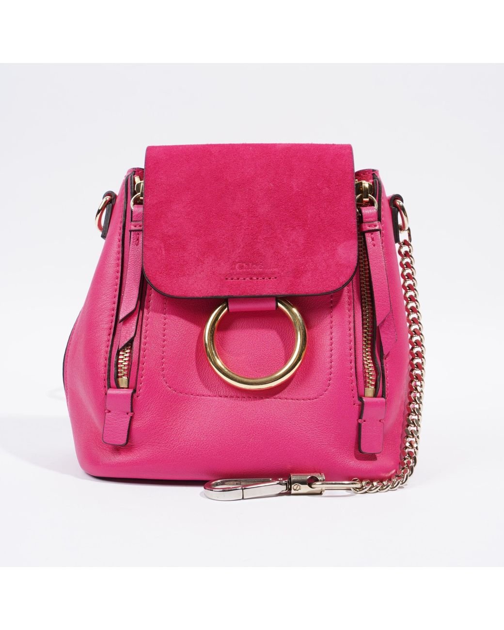 Chloé Mini Faye Backpack Hot Leather in Pink | Lyst
