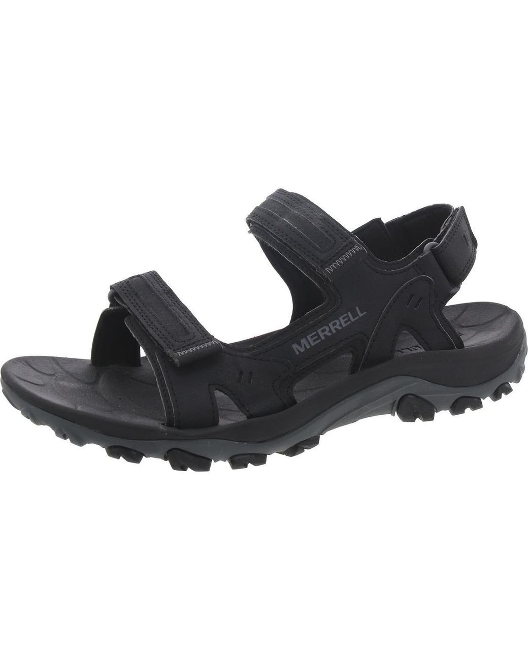 Merrell Huntington Sport Leather Hiking Sport Sandals in Black for Men ...