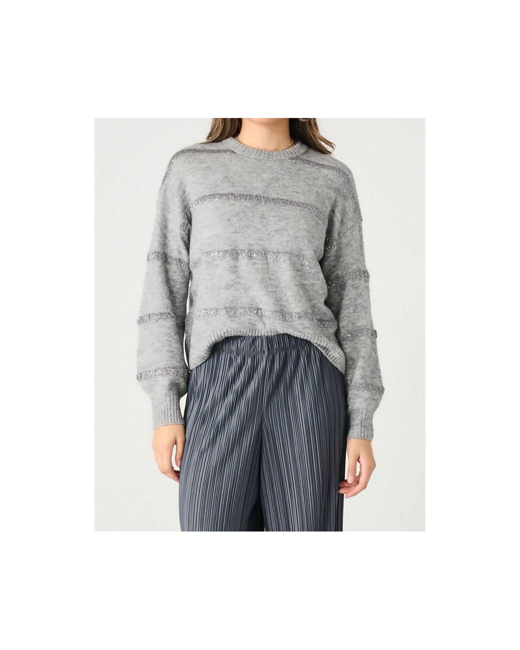 Dex Sylvester Sequin Striped Sweater in Gray | Lyst