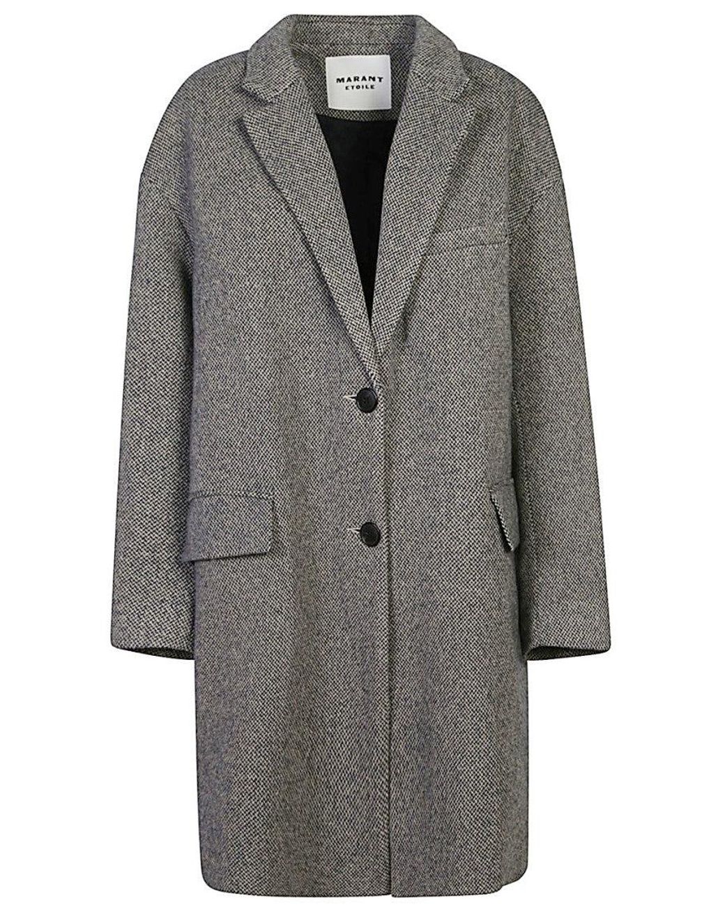 Isabel Marant Tailored Coat With Herringbone Texture in Gray | Lyst