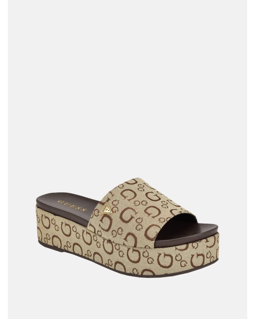 Guess Willows Flatform Sandals in Natural | Lyst