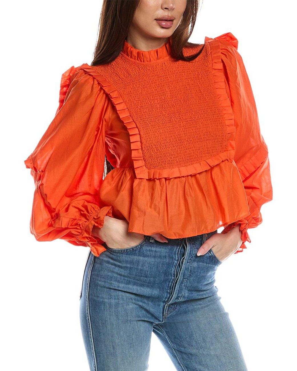 FARM Rio Smocked Blouse in Orange | Lyst