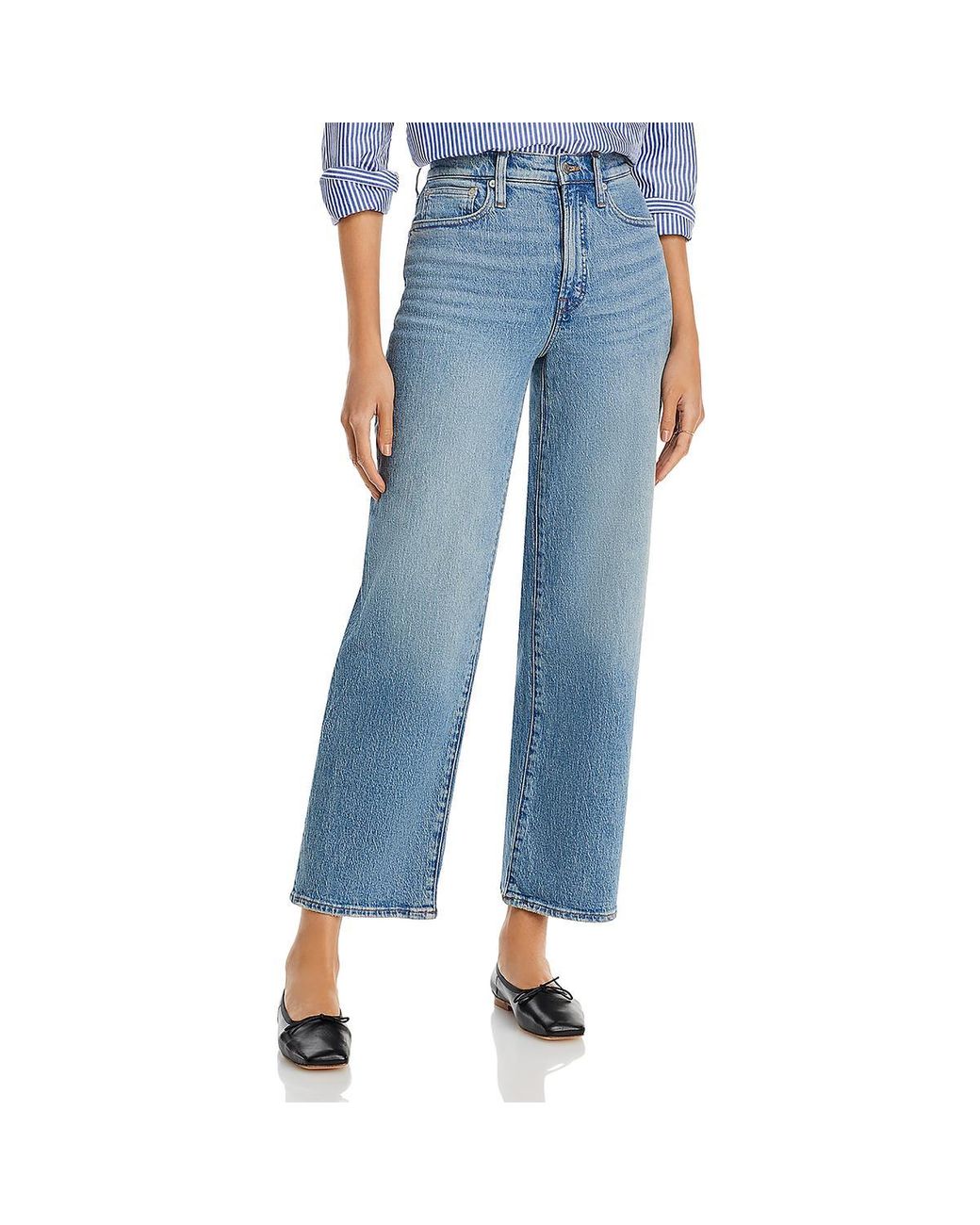 Madewell High Rise Med Wash Wide Leg Pants in Blue | Lyst