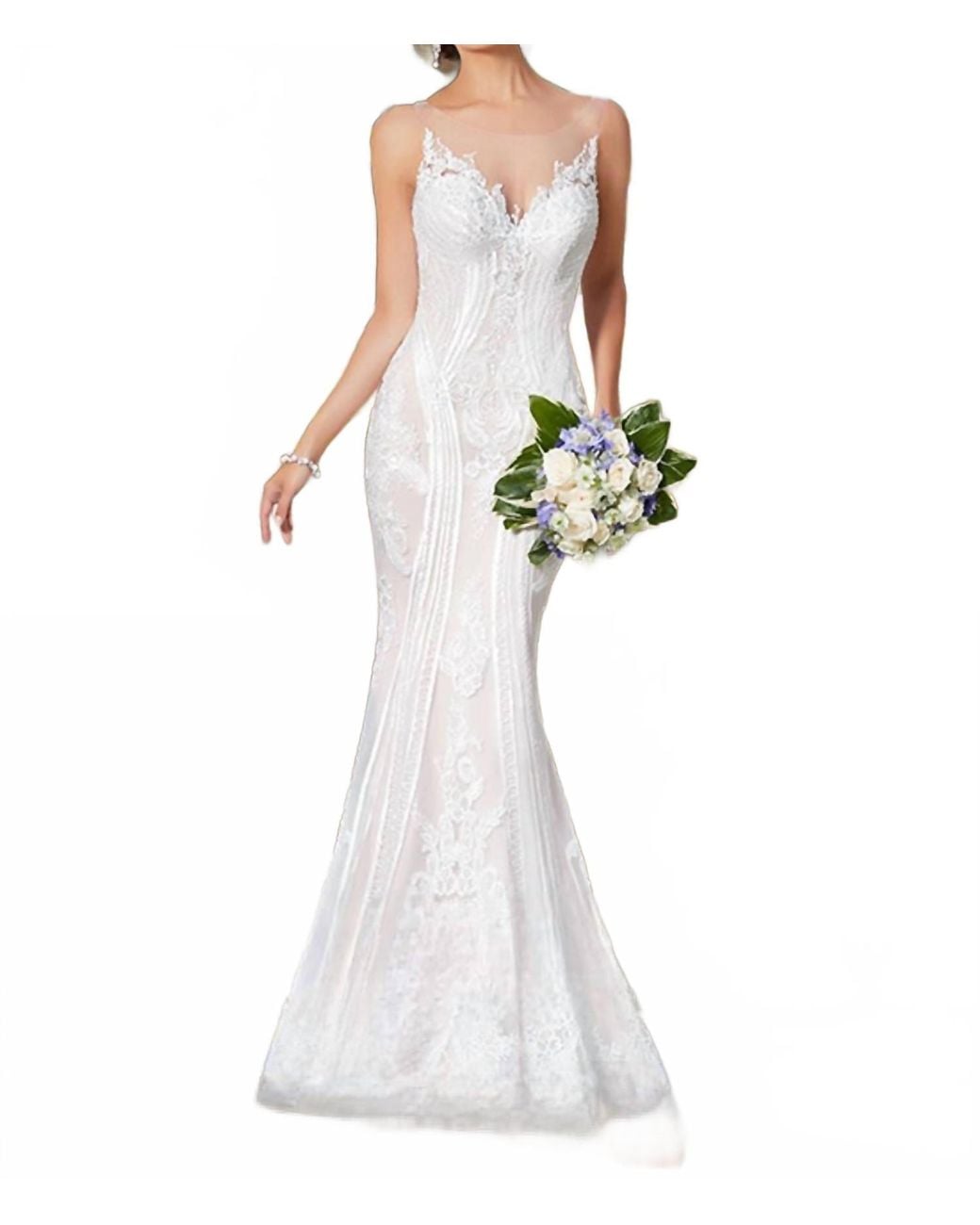 Kitty Chen Couture Ivana Mermaid Lace Dress in White | Lyst