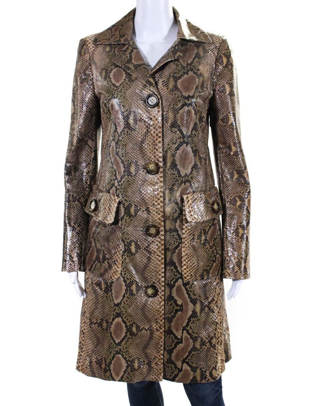 Michael Kors Snakeskin Coat in Brown | Lyst