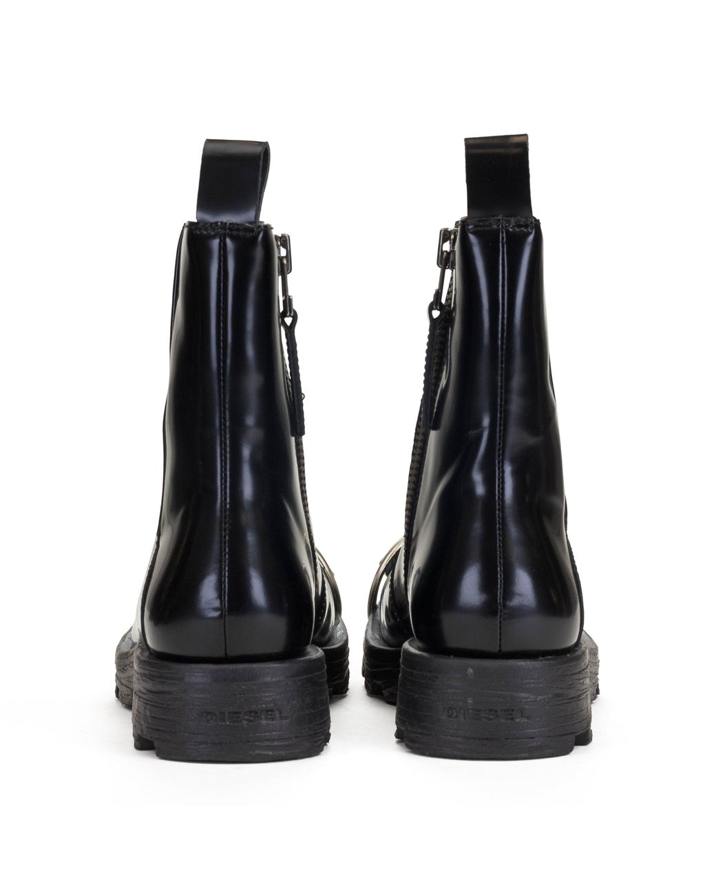 DIESEL D-Hammer Leather Zipper Boot With Buckle Logo in Black for Men ...