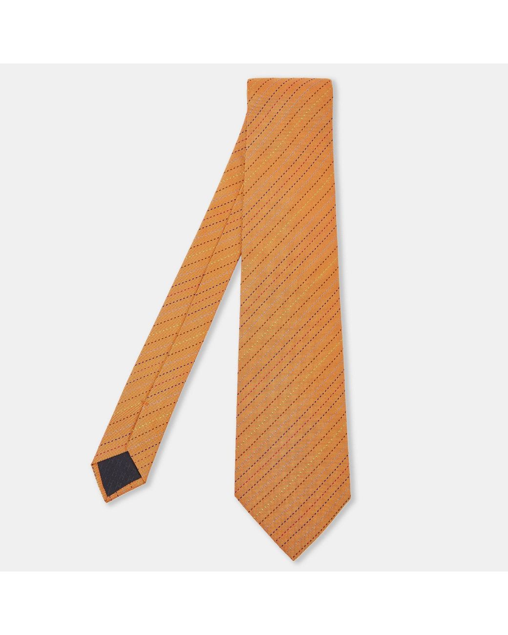 Hermès Diagonal Stripe Pattern Silk Classic Tie in Orange for Men | Lyst