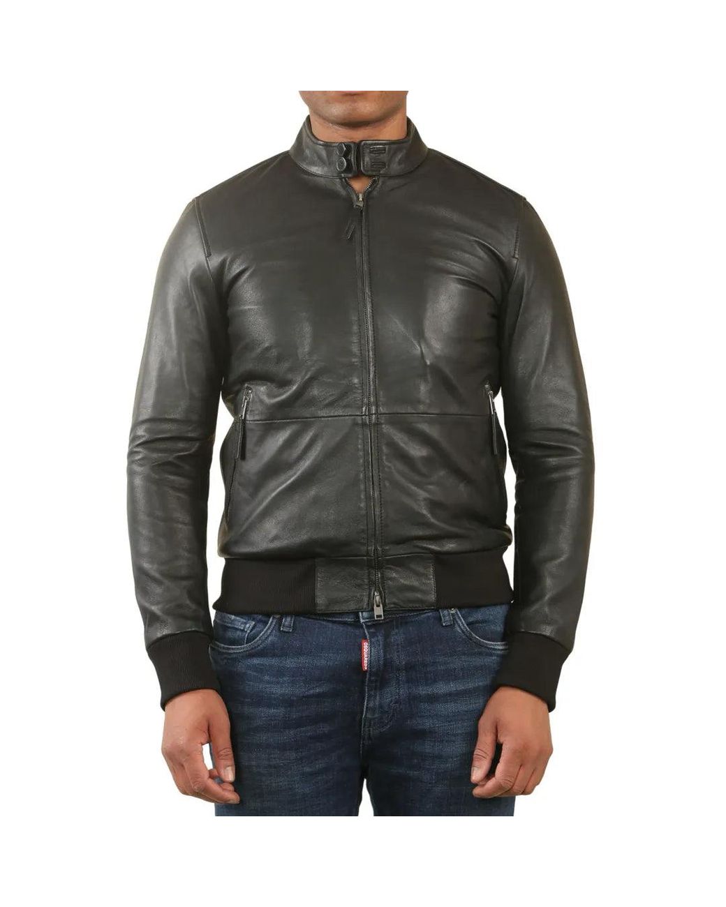 TruClothing Retro Real Leather Bomber Jacket in Black for Men | Lyst
