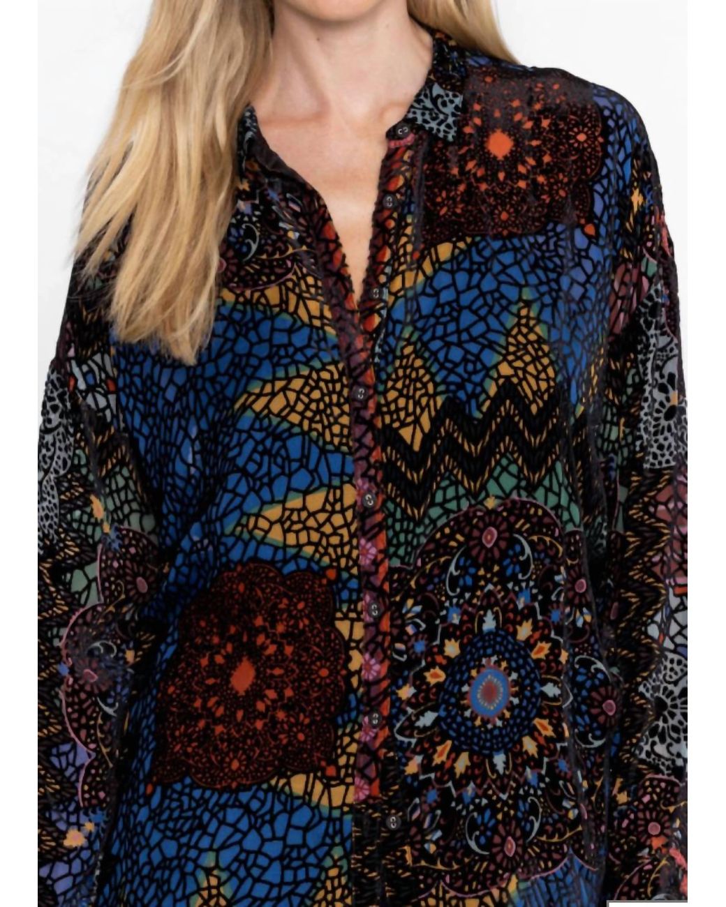 Johnny Was Audrey Oversized Burnout in Blue | Lyst