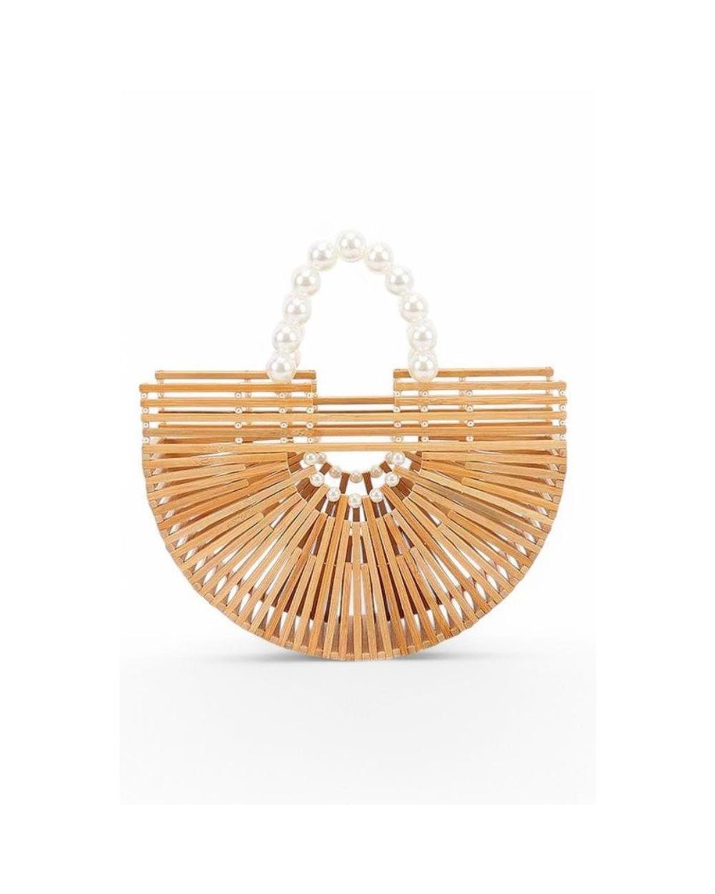 Fashnzfab Bamboo Structure Half Circle Clutch Bag in Metallic | Lyst