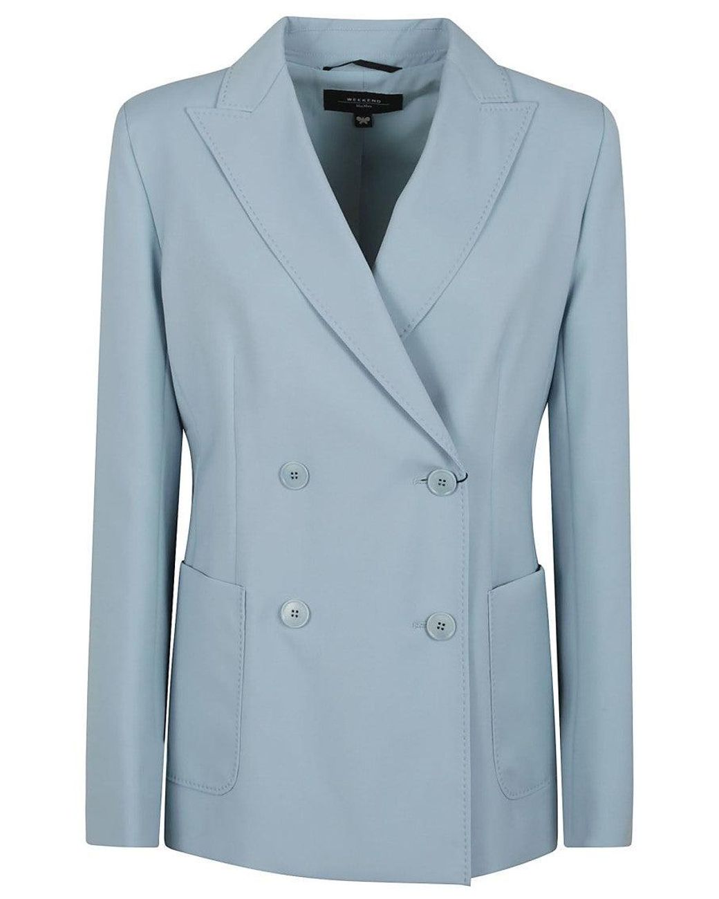 Max Mara X Weekend Light Double-Breasted Max Mara Jacket in Blue | Lyst