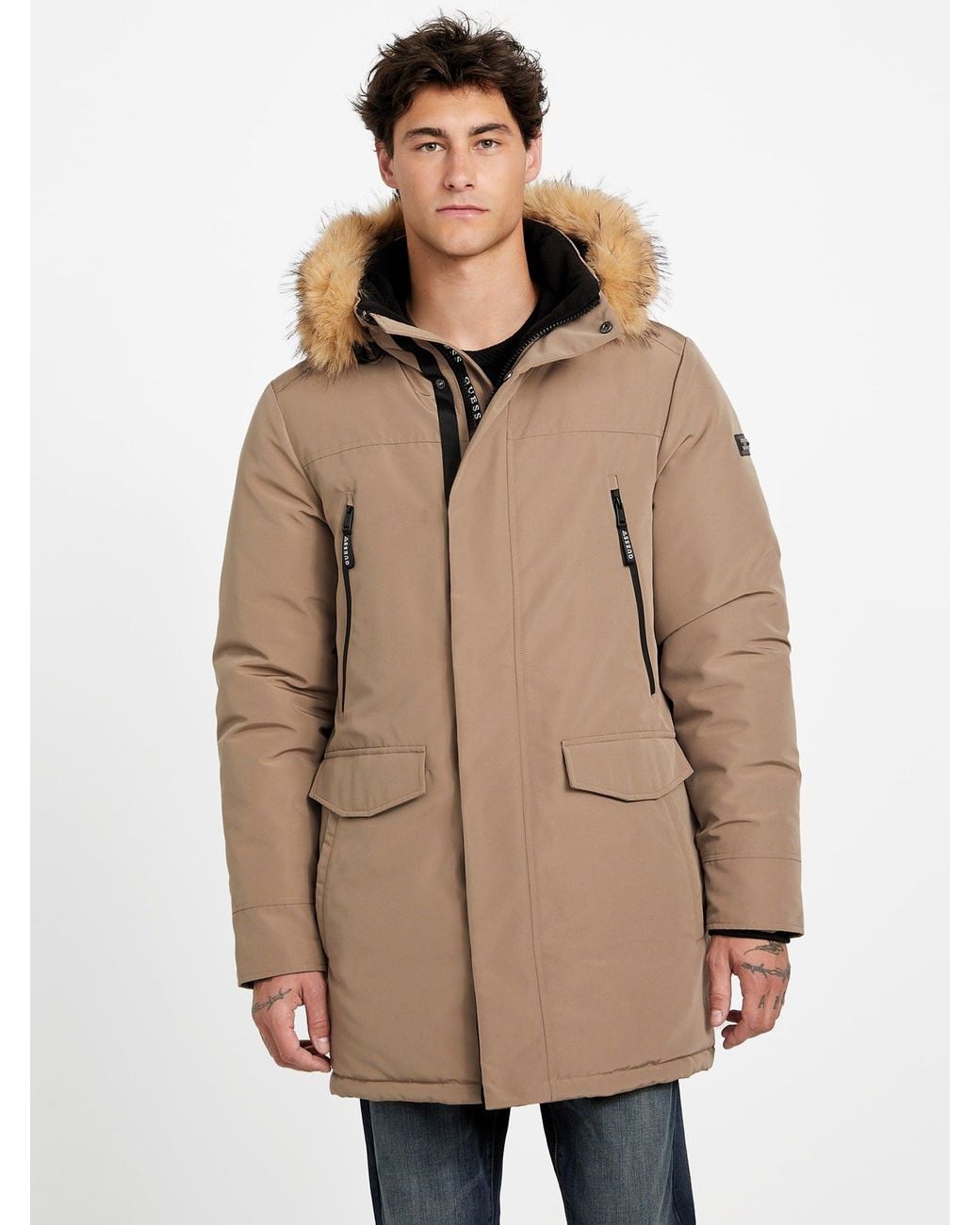 Guess Eco Leon Parka in Natural for Men | Lyst