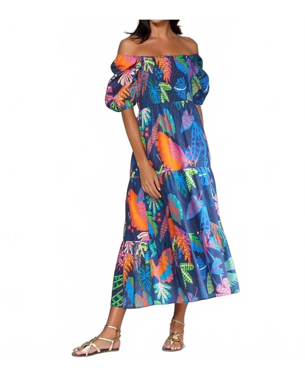 Vilagallo Tora Midi Dress in Blue | Lyst