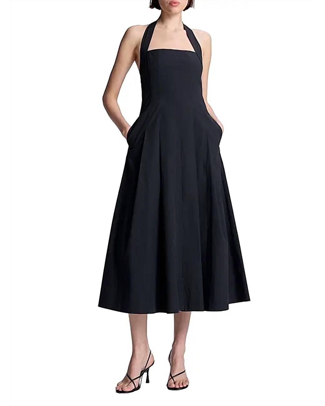 A.L.C. Natalie Halterneck Midi Dress in Blue | Lyst