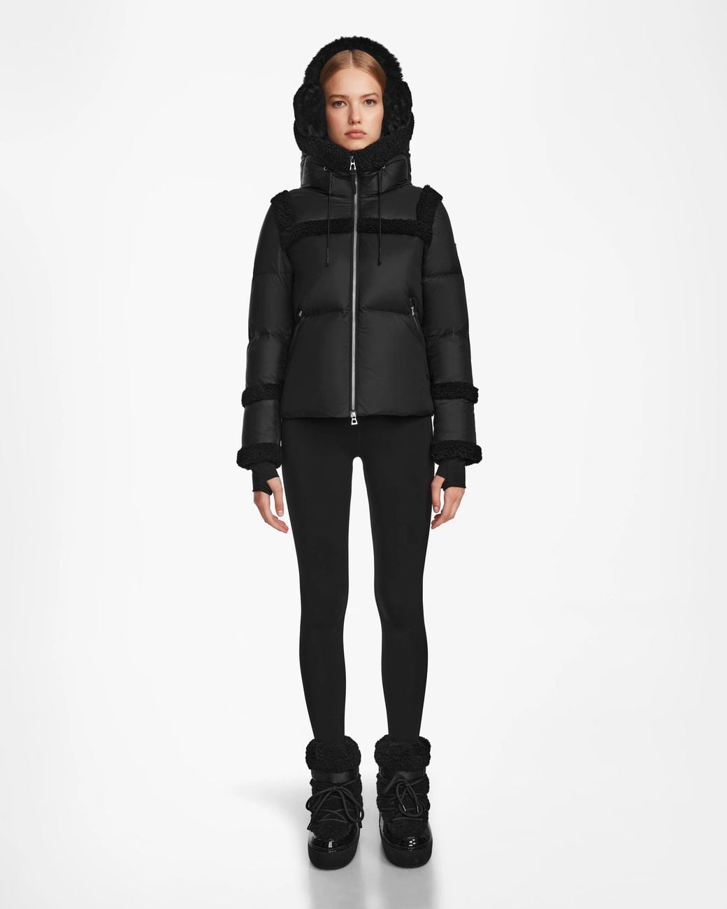 Rudsak Juliana Down Puffer With Faux Shearling Trim in Black | Lyst