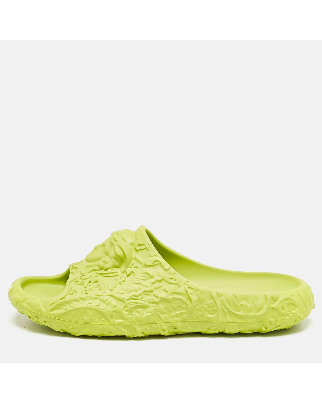 Versace Baroque Medusa Embossed Rubber Pool Slide Sandals in Yellow for ...