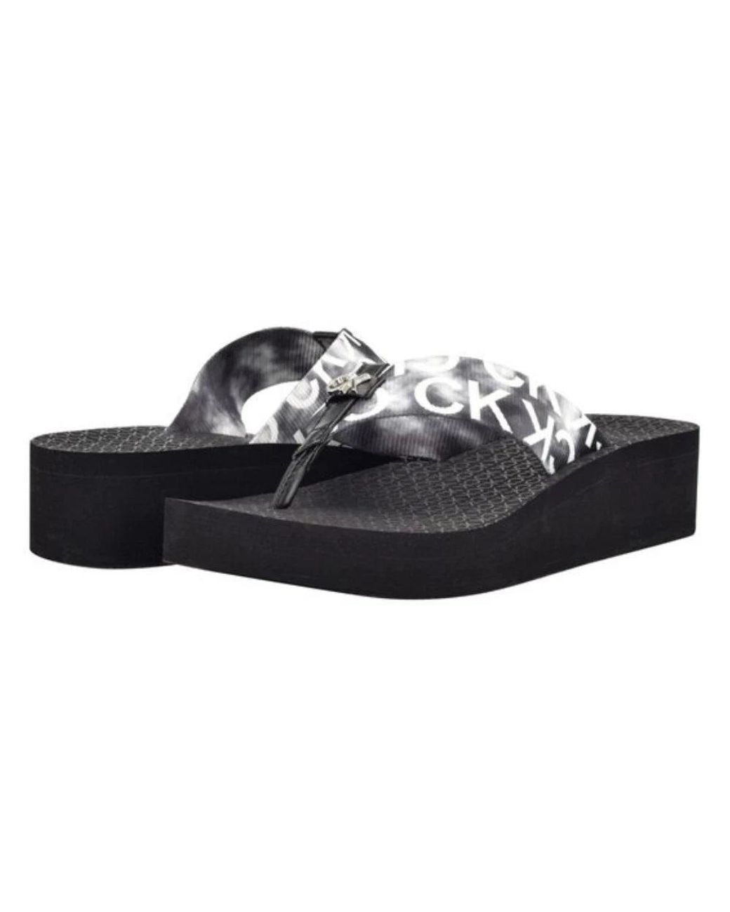 Calvin Klein Meena Sandals Toe Post Platform Flip Flop Htat333 in Blue ...