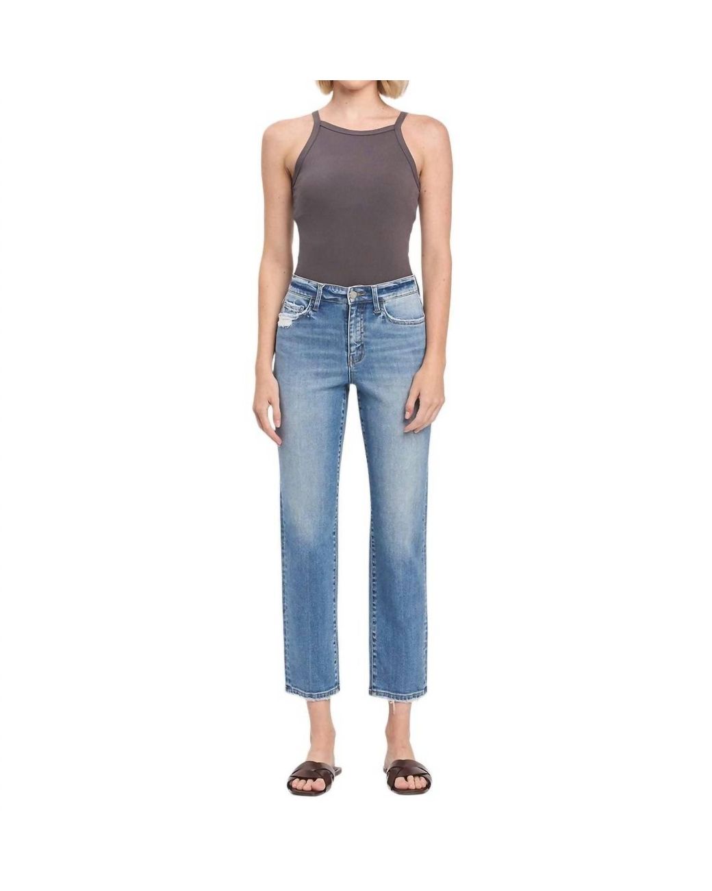 VERVET BY FLYING MONKEY High Rise Tapered Straight Jeans in Blue | Lyst