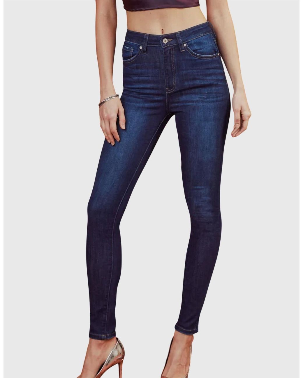 Kancan Hallie Ultra High Rise Super Skinny Jean in Blue | Lyst
