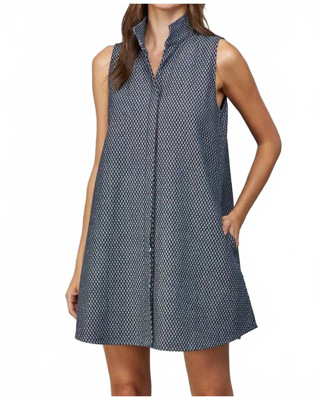 Fate Stand Collar Mini Shift Dress in Blue | Lyst