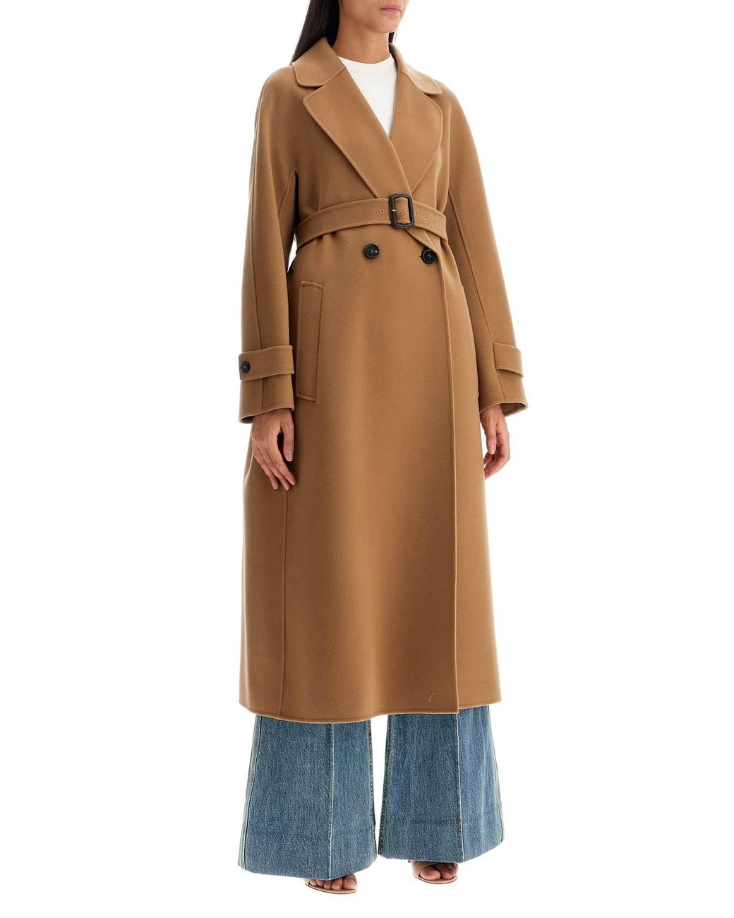 Max Mara S Max Mara Maxi Double-Breasted Coat in Natural | Lyst