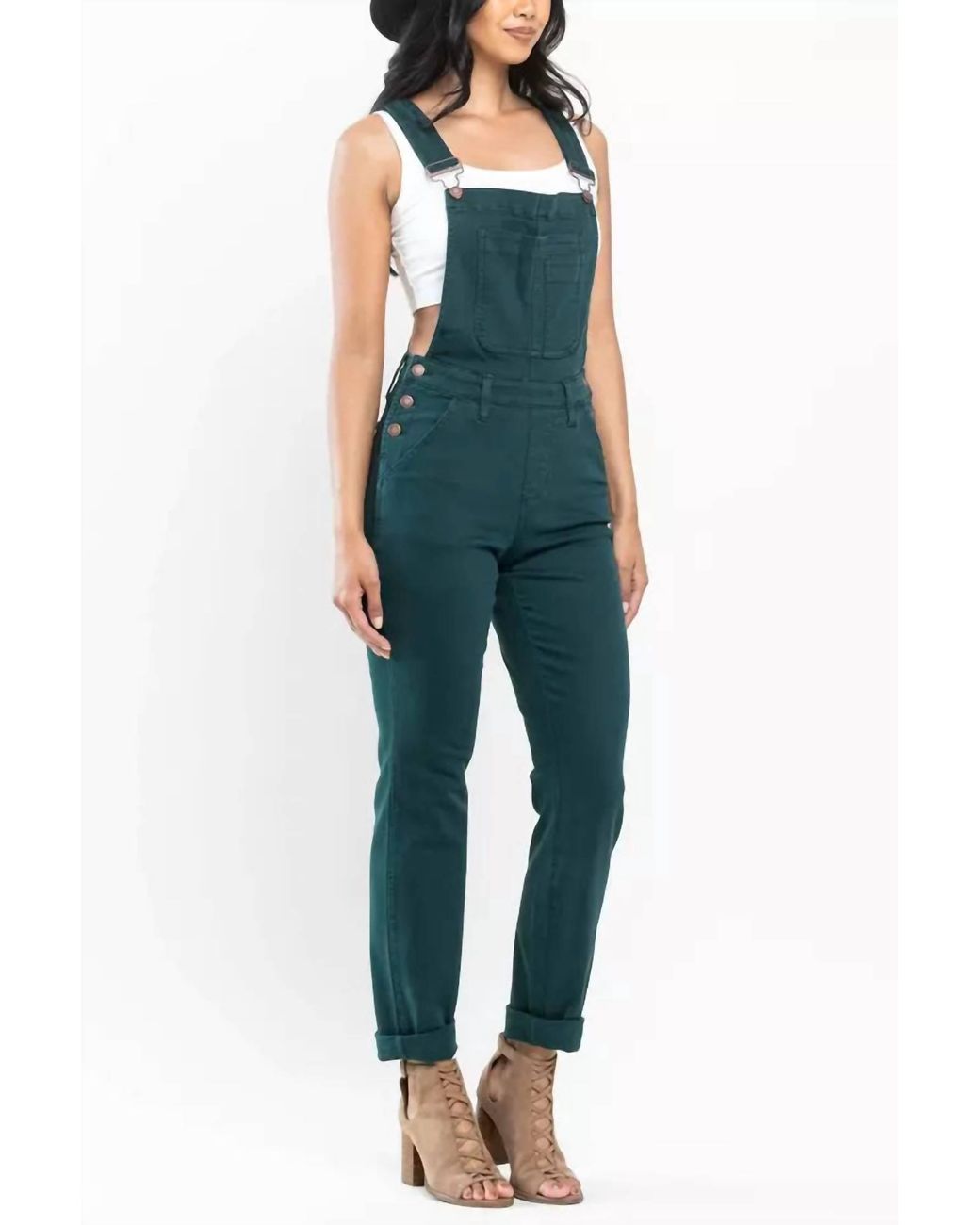 Judy Blue Garment Dyed High Rise Double Cuffed Overalls in Blue | Lyst