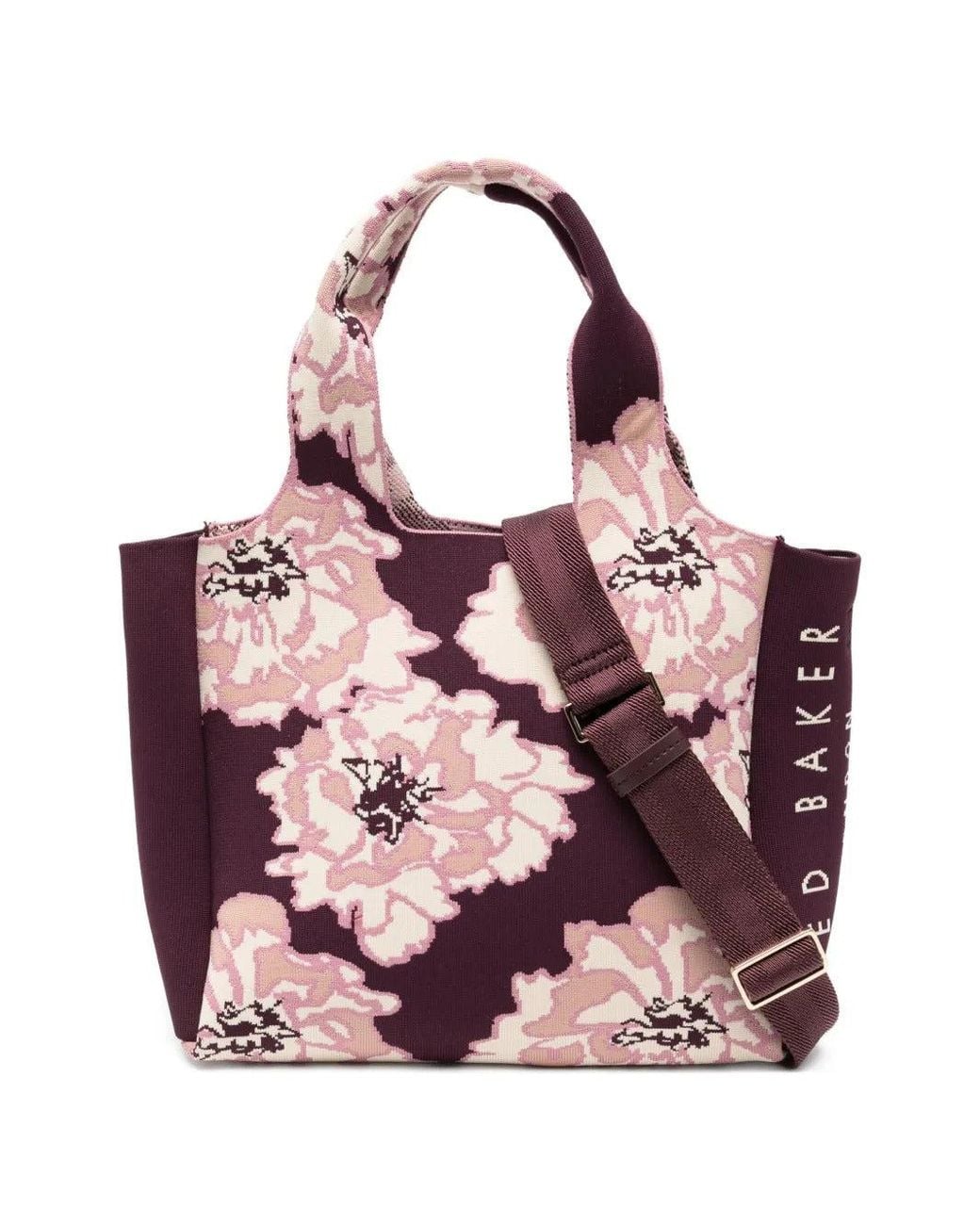 Ted Baker Sara Jaquard Knit Tote, Burgundy in Pink | Lyst