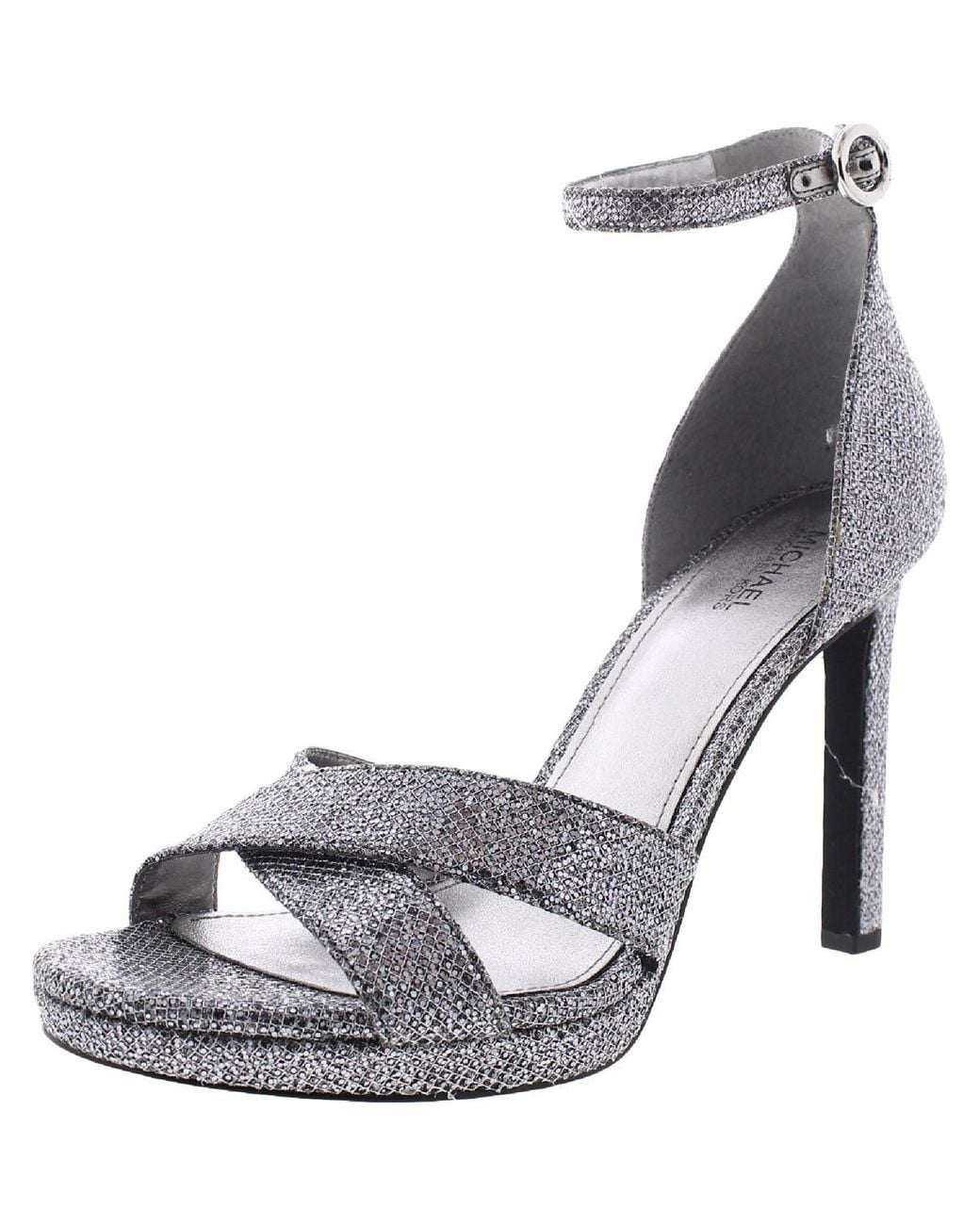 MICHAEL Michael Kors Alexia Slingbacks Metallic Heel Sandals in Gray | Lyst