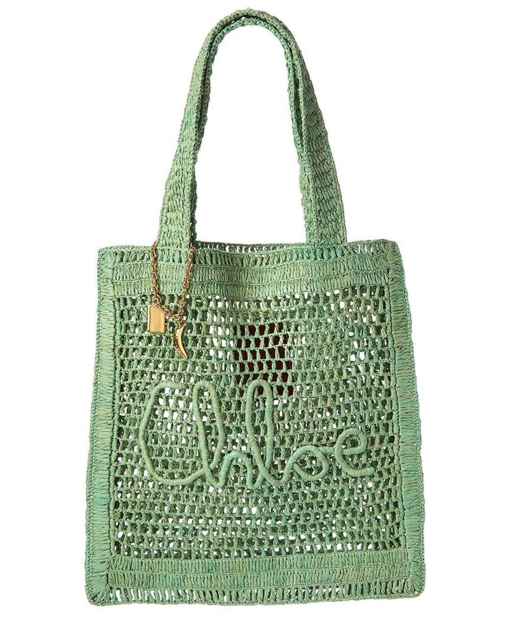 Chloé Summer Banana Raffia & Leather Tote in Green | Lyst