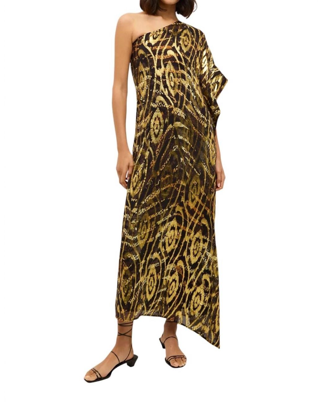 Marie Oliver Farrow Midi Dress in Metallic | Lyst