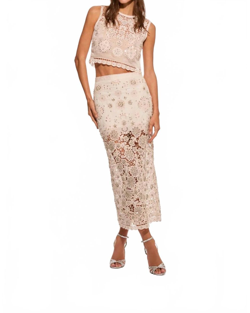 LoveShackFancy Reeves Skirt in White | Lyst