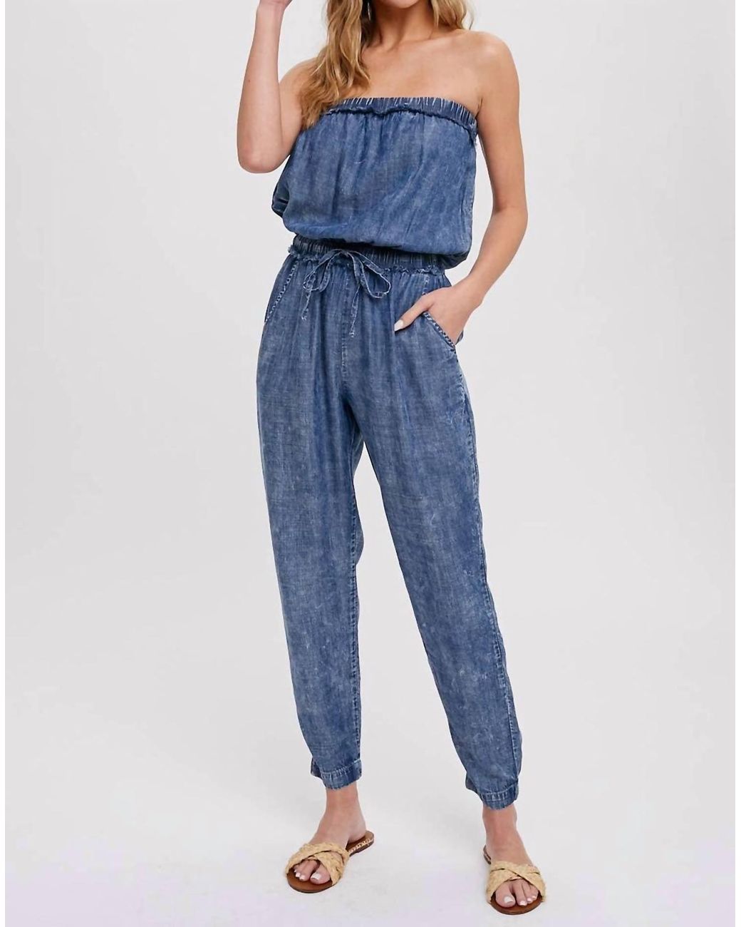 Bluivy Comfy Washed Tube Denim Jumper in Blue | Lyst