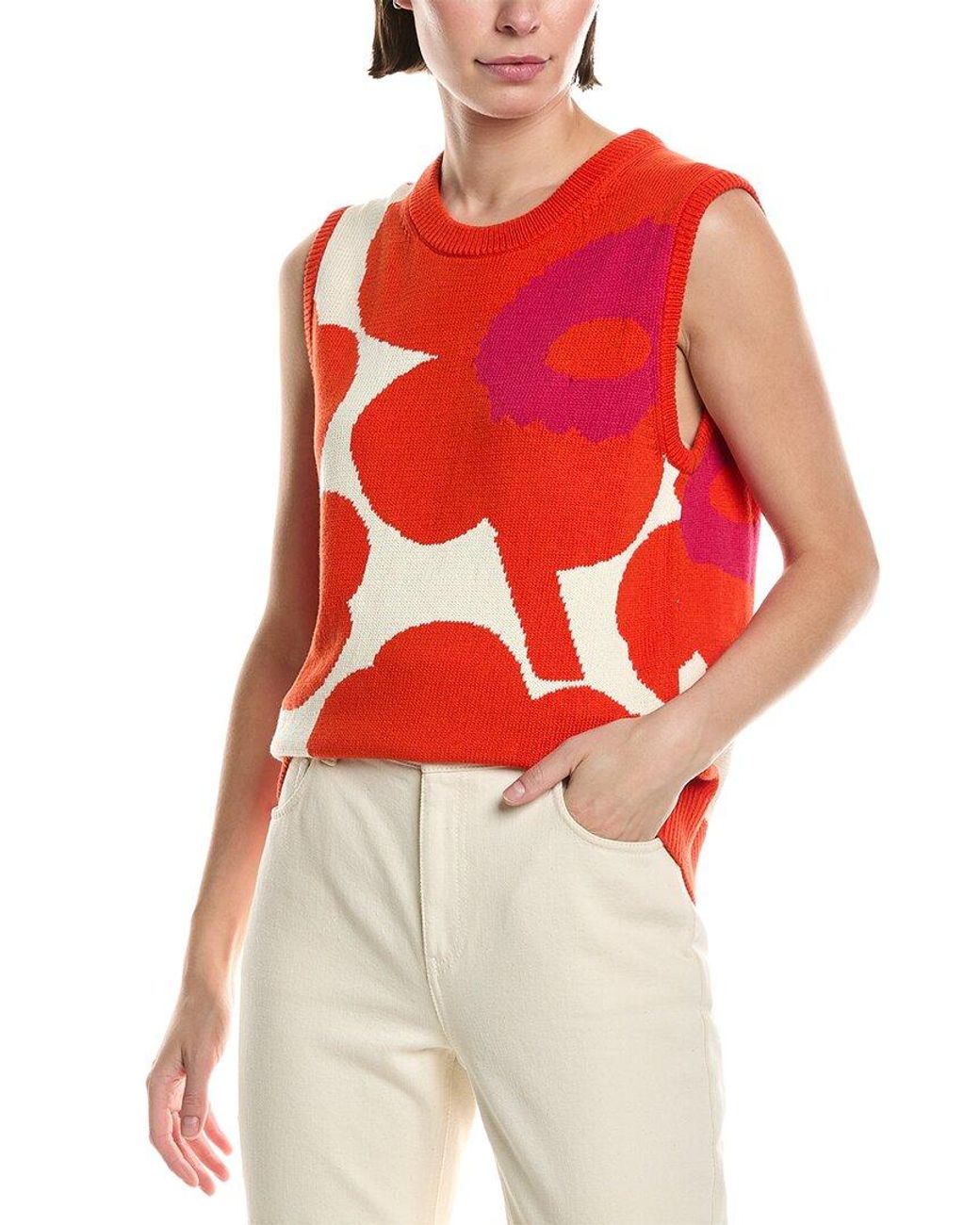 Marimekko Pioneeri Unikko Sweater Vest in Red | Lyst