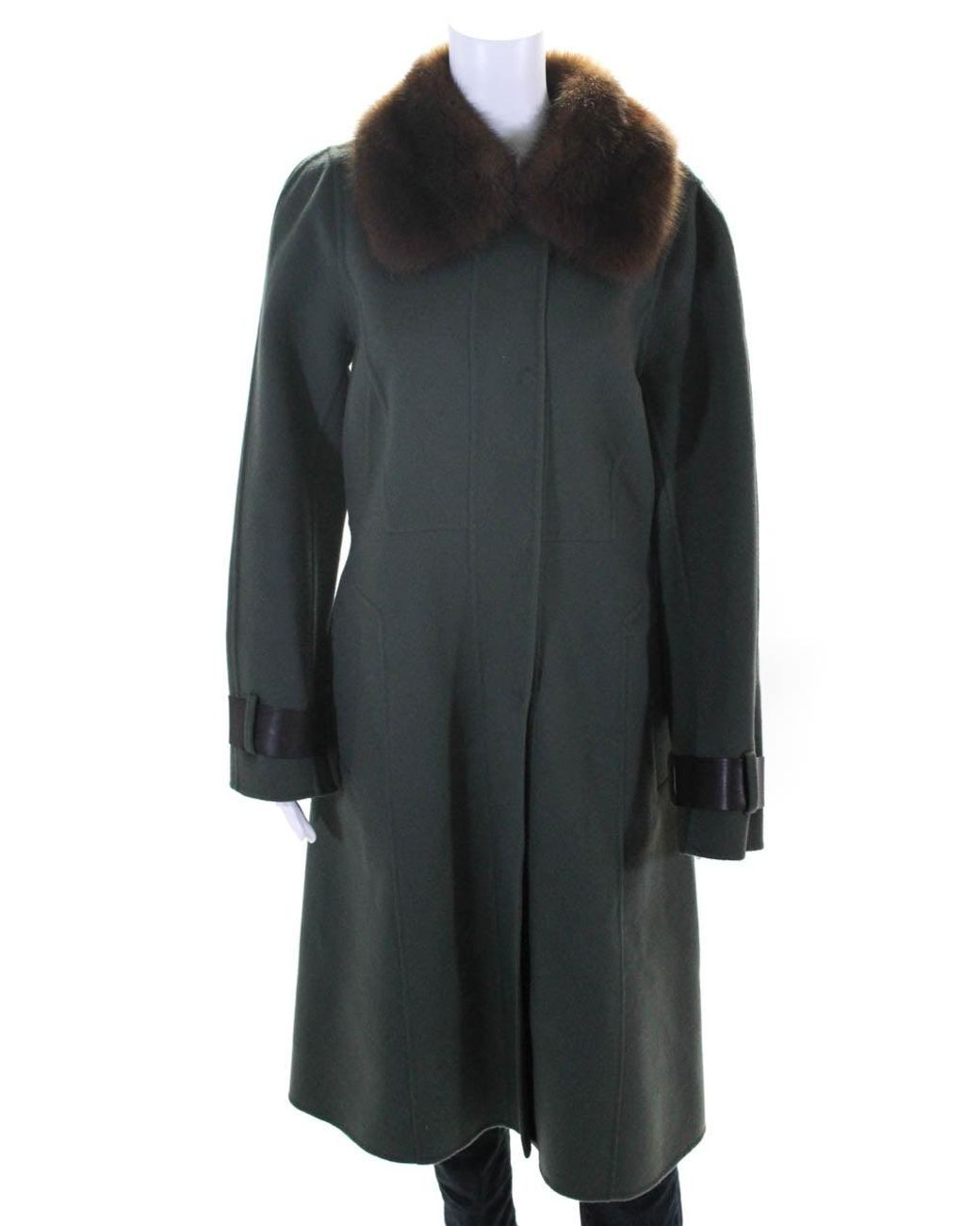 J. Mendel Genuine Fur Button Down Back Slit Coat in Black | Lyst