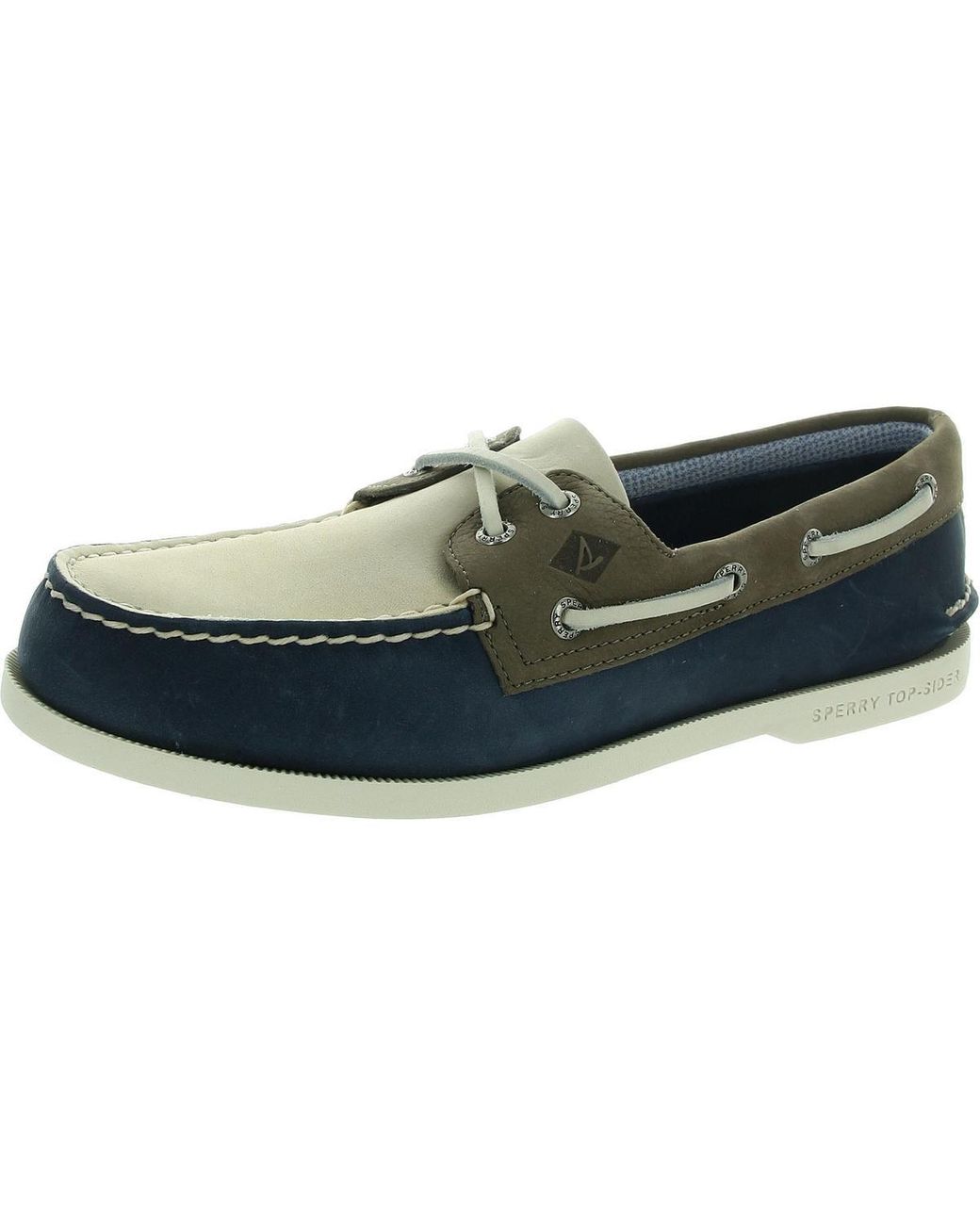 Sperry Top-Sider A/O Plush Wave Colorblock Leather Boat Shoes in Green ...