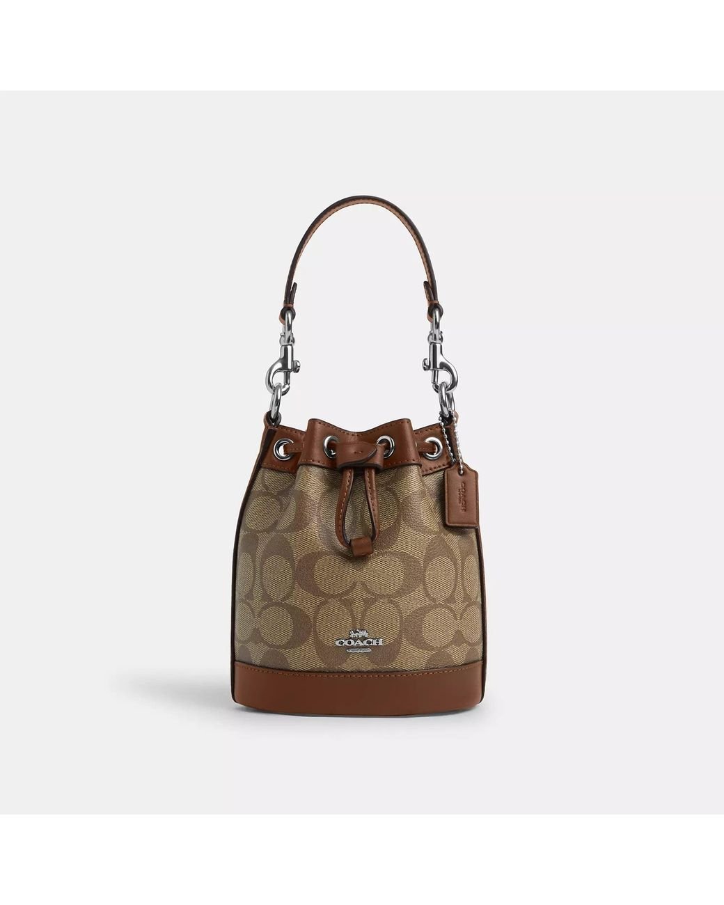 COACH Mini Bucket Bag In Signature Canvas in Brown | Lyst